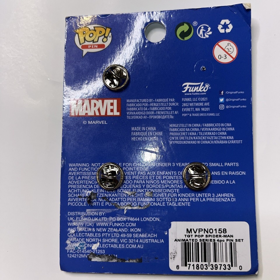 Funko - Animated (3)pack Pin Set Marvel Backpack Pins NEW Funko Pop! | eBay