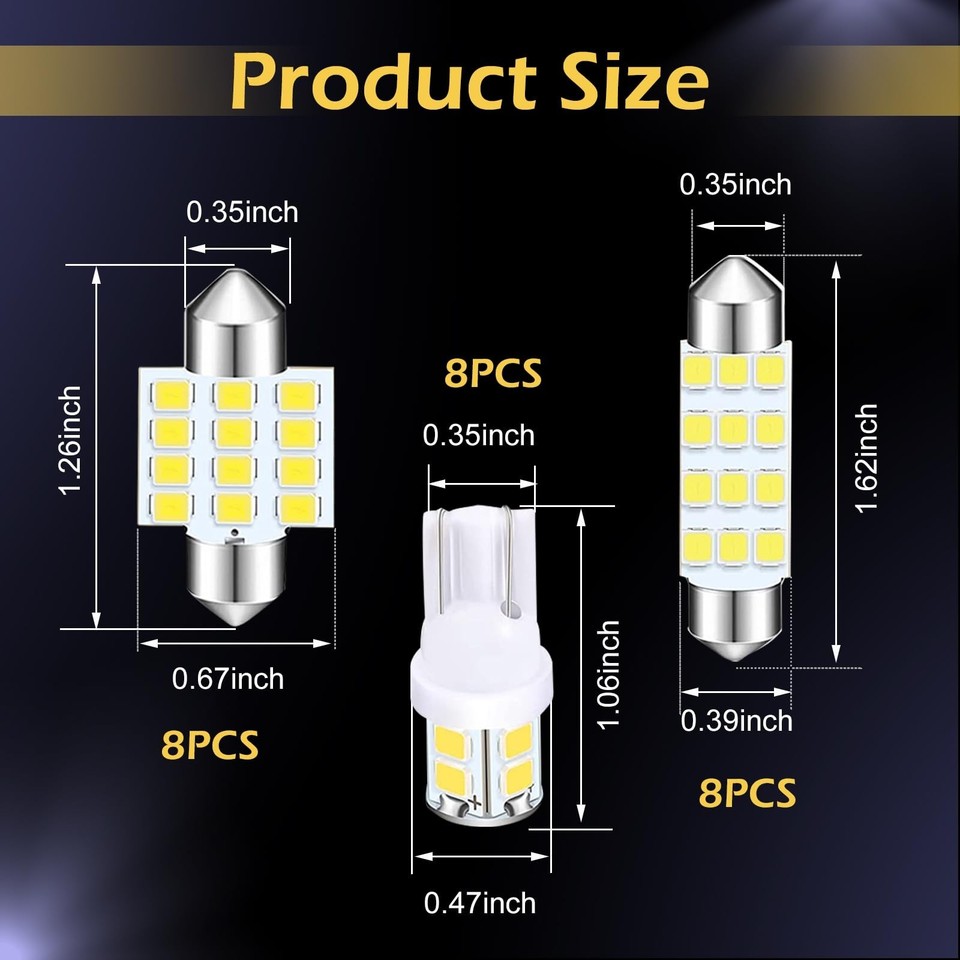 24PCS Car LED Bulb, Car LED Lights Combination Bulb Kit, Used for Car ...