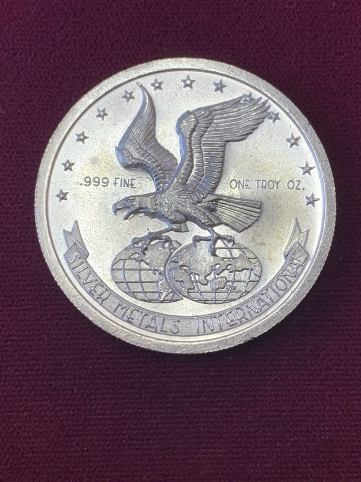 Vintage 1973 Silver Metals International (SMI) Eagle 1 Oz .999 Fine ...