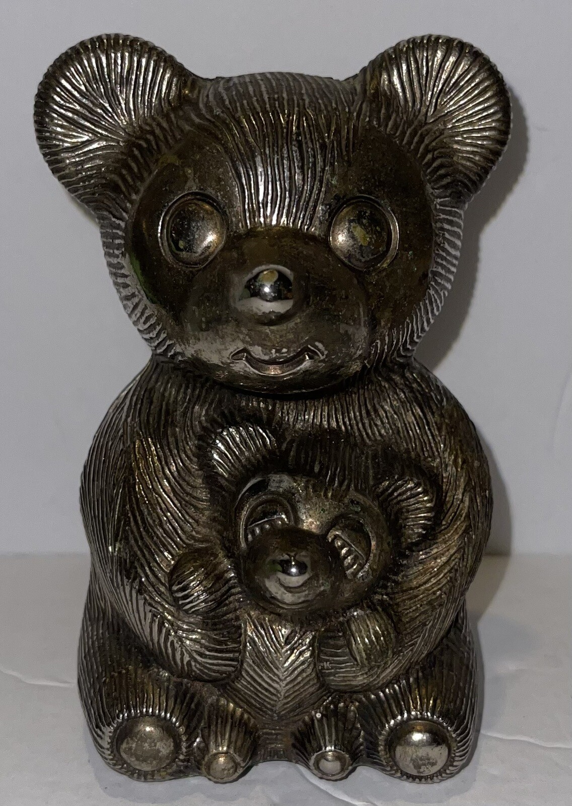 Vintage Silver Plated Teddy Bear Coin Piggy Bank (C-6) | eBay