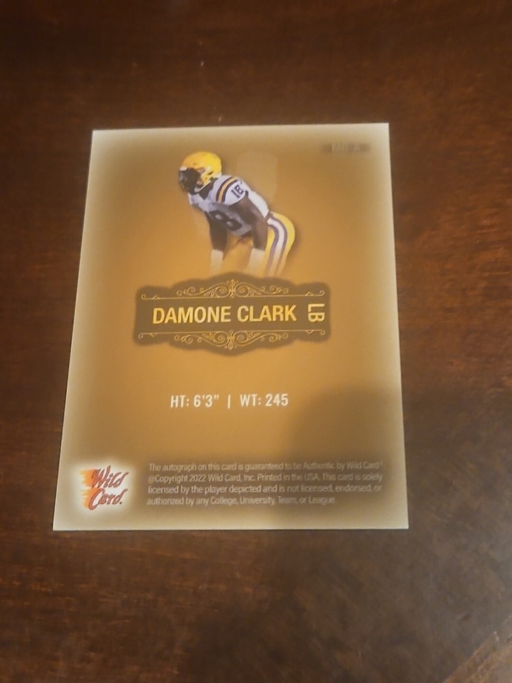 Damone Clark signed college rookie card signature autographed numbered ...