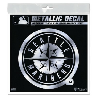 SEATTLE MARINERS DIE-CUT METALLIC CHROME DECAL 6"X6" FOR WINDOWS HIGH ...