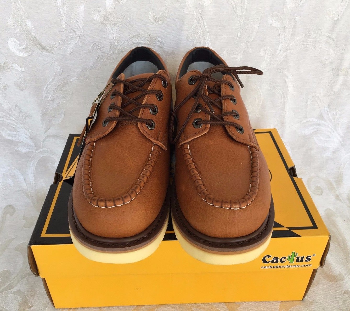 Cactus Men's 422M LT. BROWN Leather Work Boots or Casual 4" Low Cut ...