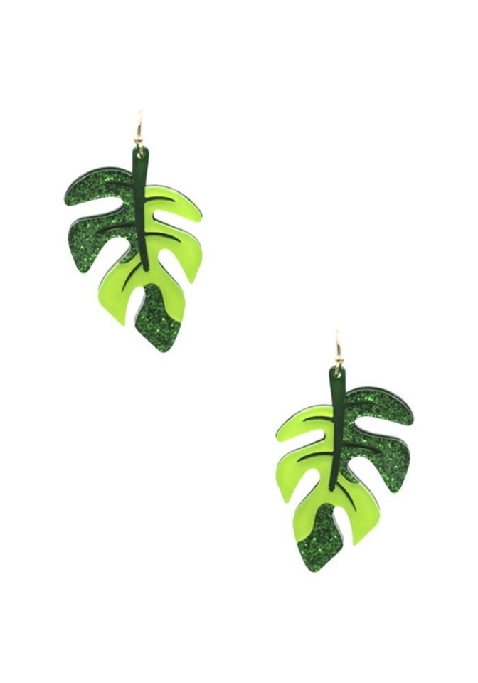 Tropical Green Monstera Leaf Dangle Earrings Plant Nature Garden ...