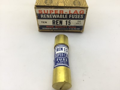 REN-15 Bussmann, 15A 250vac, Super Lag, Renewable Fuse, Slow Blow ...