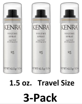 KENRA #25 Volume Super Hold Finishing Spray 1.5 oz Travel Size 3-Pack ...