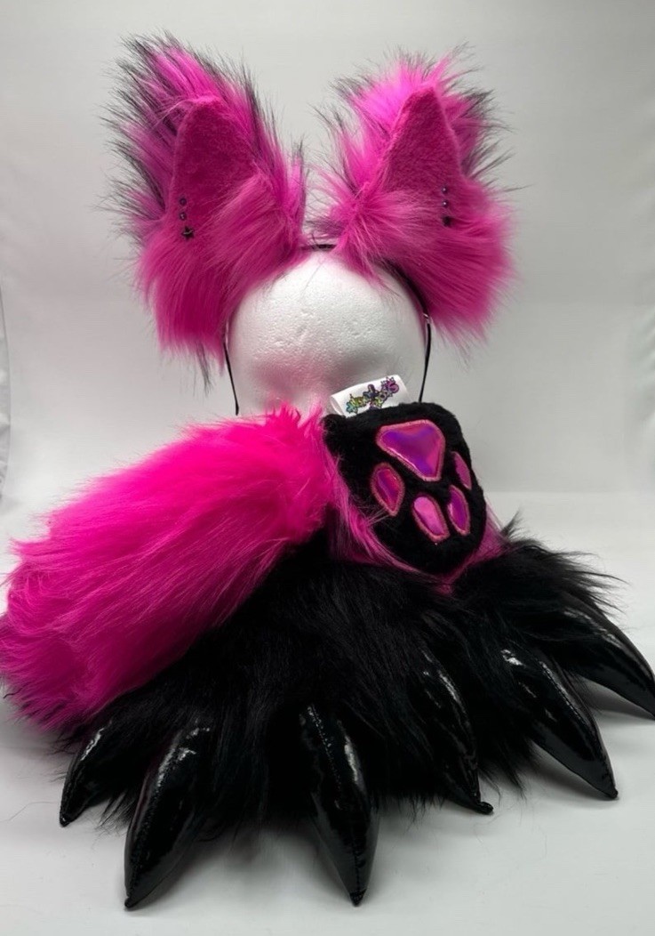 Fursuit Furry Scoper Monstar Hot Pink & Black Paws He… - Gem