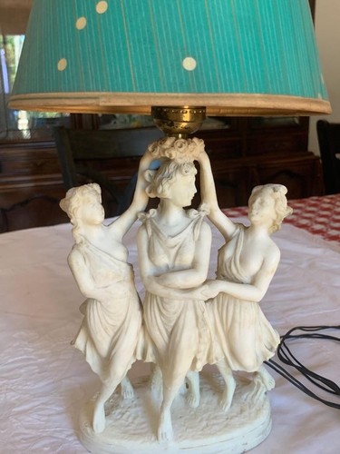 Wonderful Antique Italian Three Graces Marble Table Lamp Original Wire ...