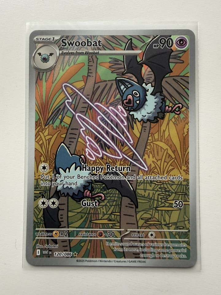 Pokemon Card Swoobat 120/086 Full Art Illustration Rare White Flare ...