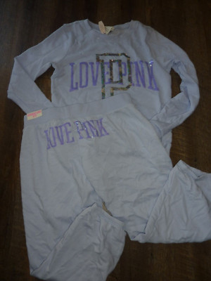 VICTORIAS SECRET PINK RARE FIND BLING BLING SWEATSHIRT/PANT SET XS OR S ...