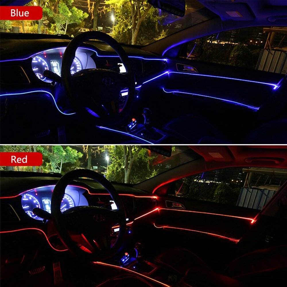 Blue LED Auto Car Interior Decor Atmosphere Wire Strip Light Lamp ...