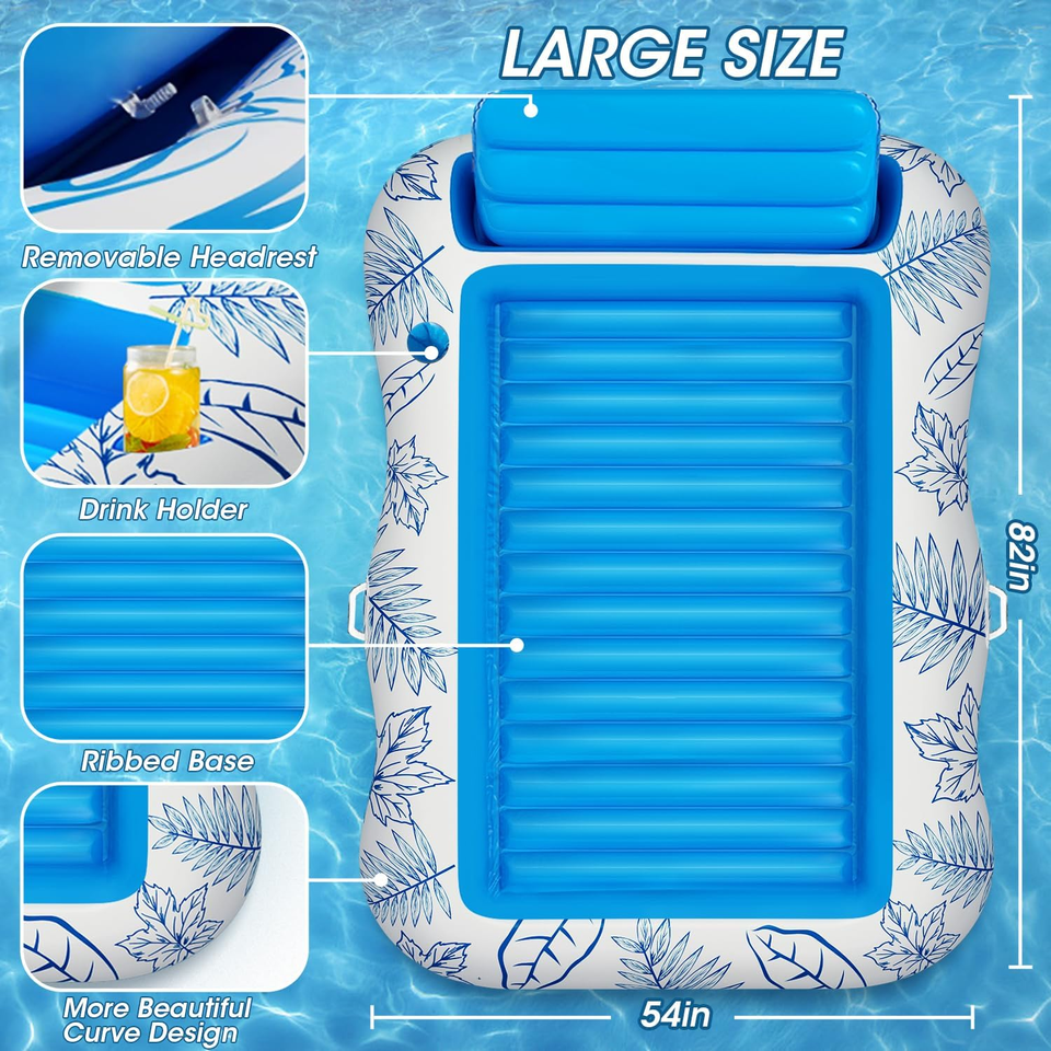 Inflatable Adult Pool Lounger Float Large Beach Sun Tanning Floaty Raft ...