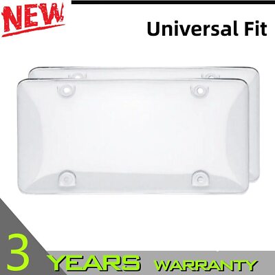 2 Clear License Plate Tag Frame Covers Bubble Shields Protector for Car ...