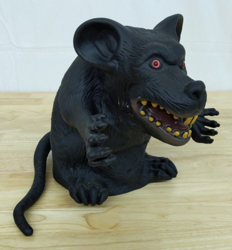 Halloween Animated Black Rubber Rat Motion Activated 9.5" Tall Watch ...