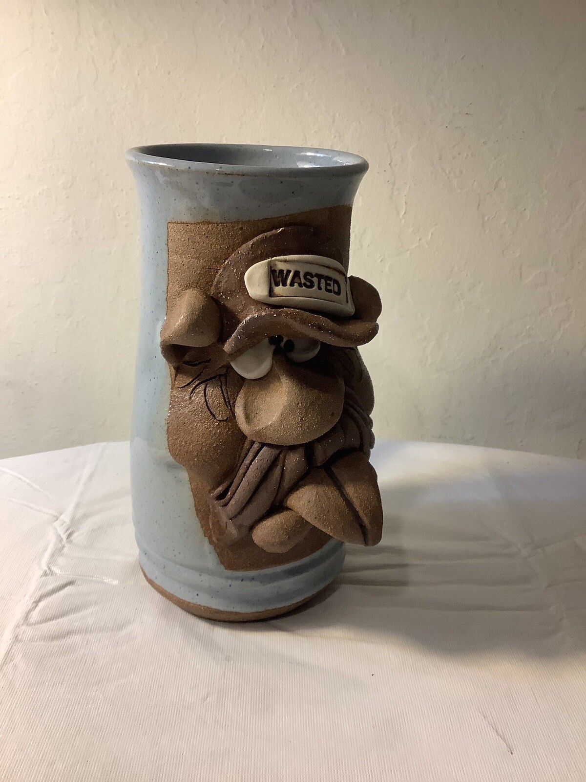 Mahon-made Stoneware Beer Mug Clay Face Mug Stein WASTED | eBay