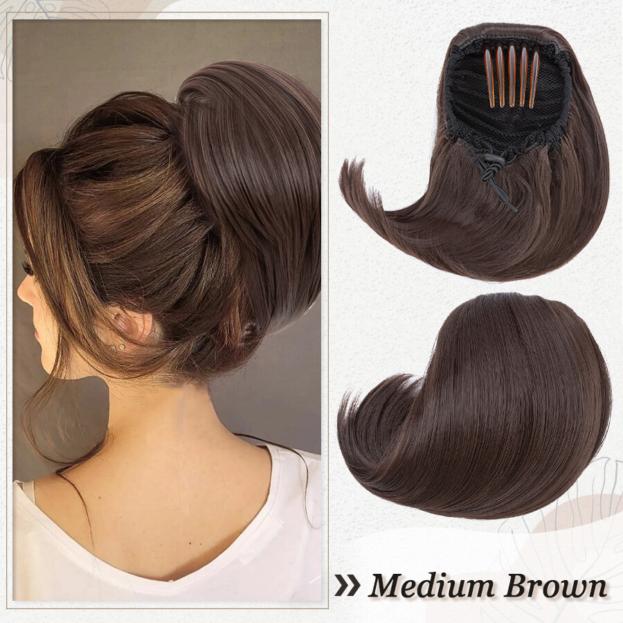 Horn Hair Bun Real Natural Clip In Hair Piece Extensions As Human ...