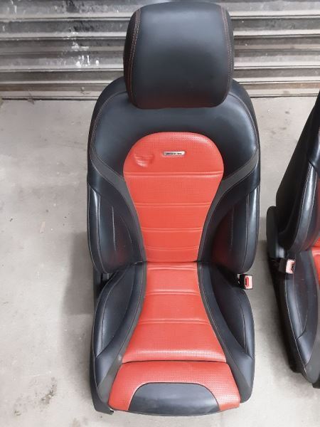 2016 MERCEDES BENZ C63S AMG RED AND BLACK FRONT SEATS SMALL RIP | eBay