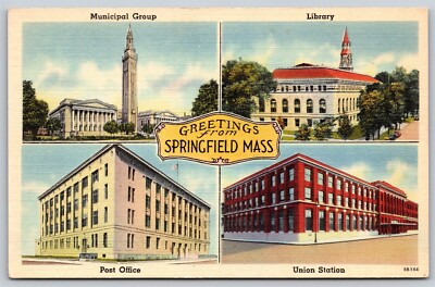 Postcard Greetings from Springfield MA Municipal Group Post Office ...