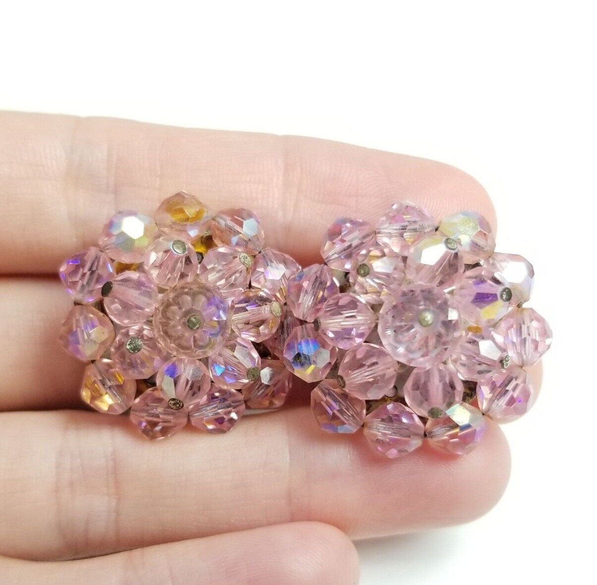 Vintage Laguna Beaded Pastel Pink AB Crystal Cluster … - Gem