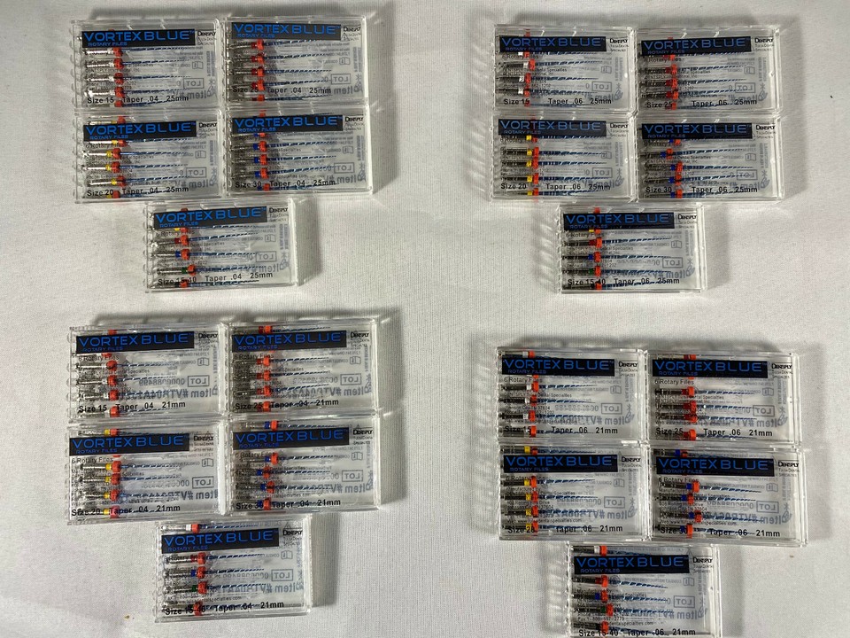 Dentsply Tulsa Dental Vortex Blue 21, 25, 30mm all Taper rotary files 6 ...