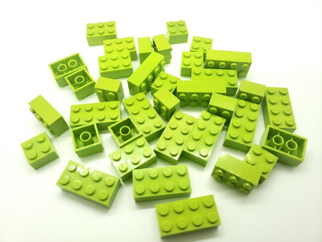 LEGO LOT LIME GREEN 2 X 8, 2 X 4 BRICKS BUILDING STRUCTURE PARTS PIECES ...