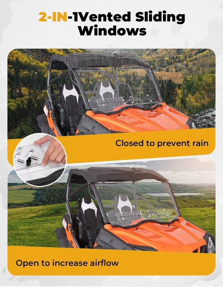 UTV Vented Front Windshield for 2014-2022 CF-Moto ZFORCE 500 800 Trail ...