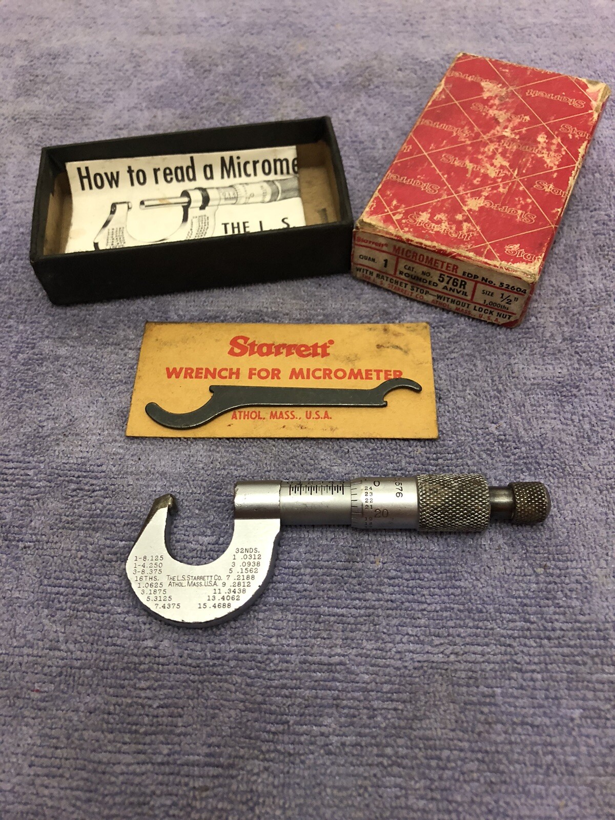 Starrett 576R 0-1/2” Outside Micrometer Round Ball Anvil | eBay