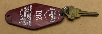 Vintage SANTA BARBARA SHERATON Hotel Room Key & Fob. Room# 261 | eBay