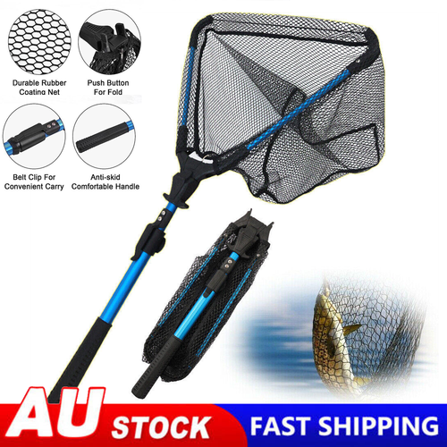 Telescopic Pole Fishing Net Landing Mesh Fish Catch Folding Handle ...