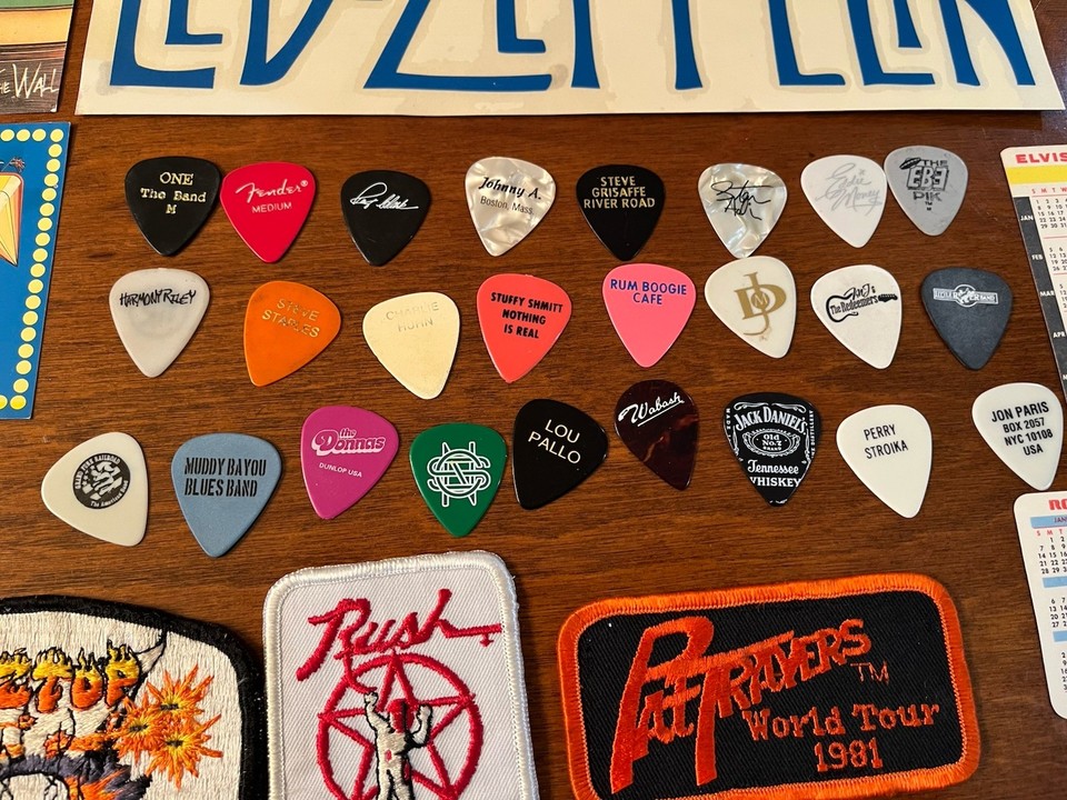 Lot of Vintage Rock Memorabilia, Ticket Stubs Patches, Passes, Picks ...