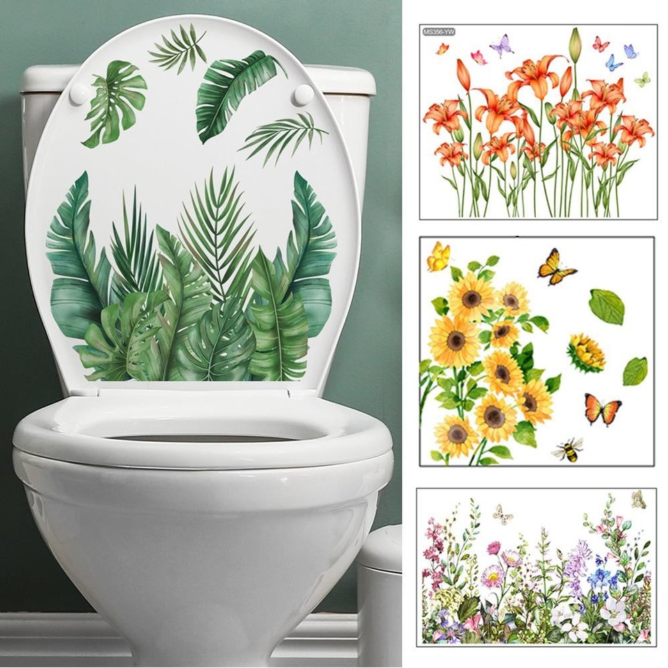 Flower Leaf Sticker Wall Decals Toilet Sticker Plant Stickers Art Mural ...