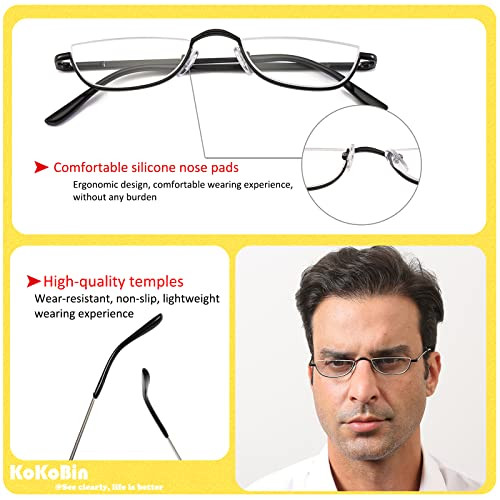 Half Reading Glasses - 2 Pairs Half Rim Metal Frame Glasses Spring ...