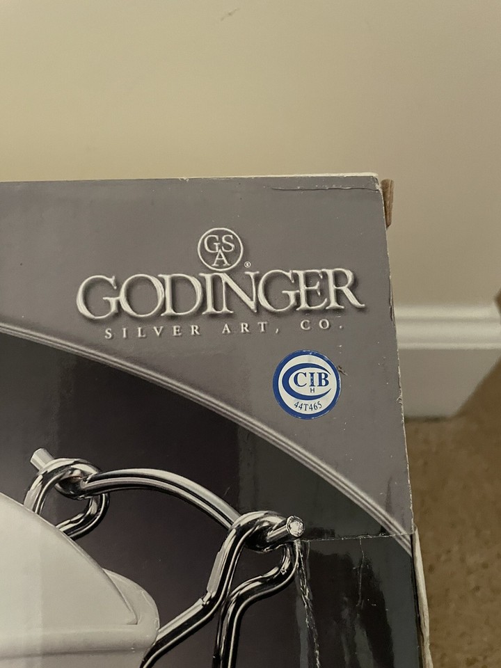 NEW Godinger 1 Qt Covered Porcelain Baker With Chrome Plated Warmer ...