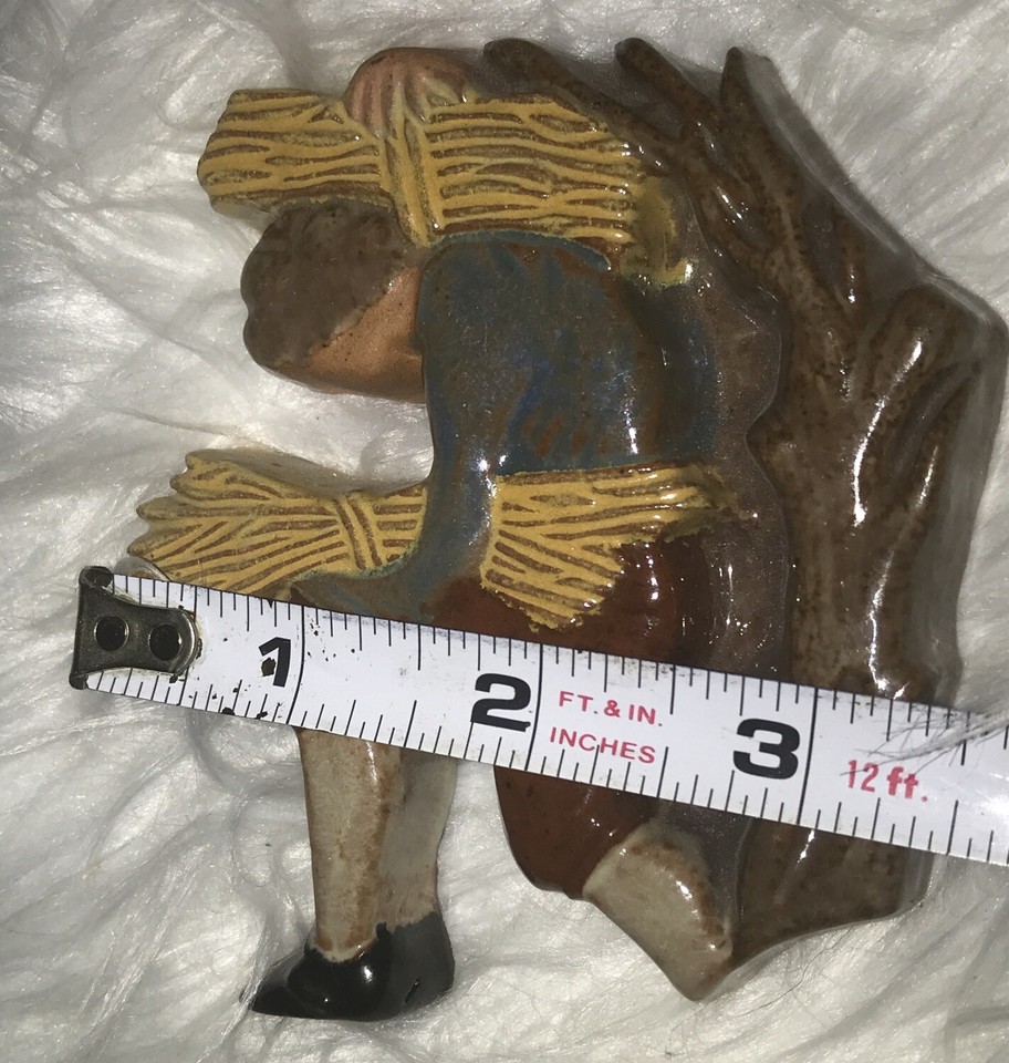 Mercer Moravian Art Pottery wall plaque tile clay Unusual Wheat Boy ...