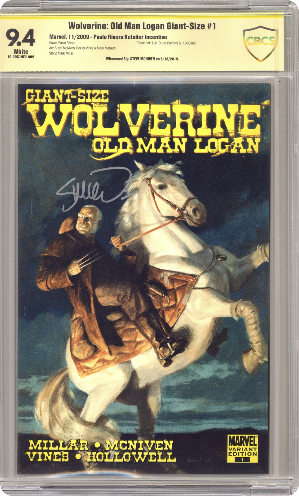 Wolverine Giant-Size Old Man Logan 1C Rivera 1:25 CBCS 9.4 SS McNiven ...
