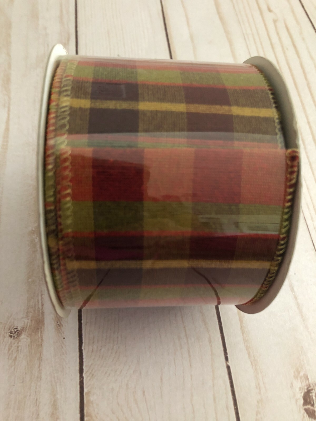 Orange Green Brown Red Tan Fall Plaid Wired Edge Ribbon 2.5" 10 Yard ...
