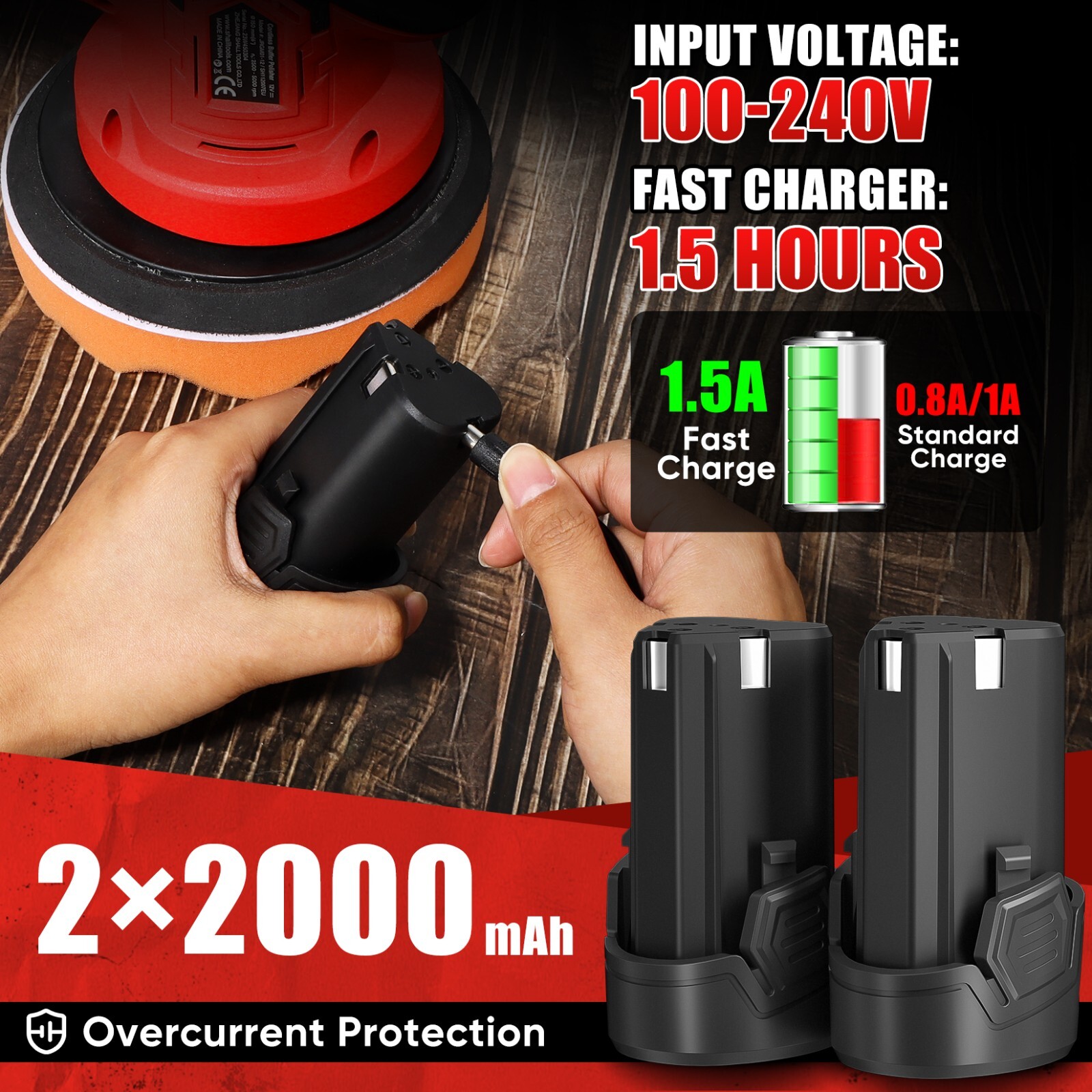 SHALL Car Buffer Polisher 6In Portable Polishing Waxer Machine Kit,2500 ...