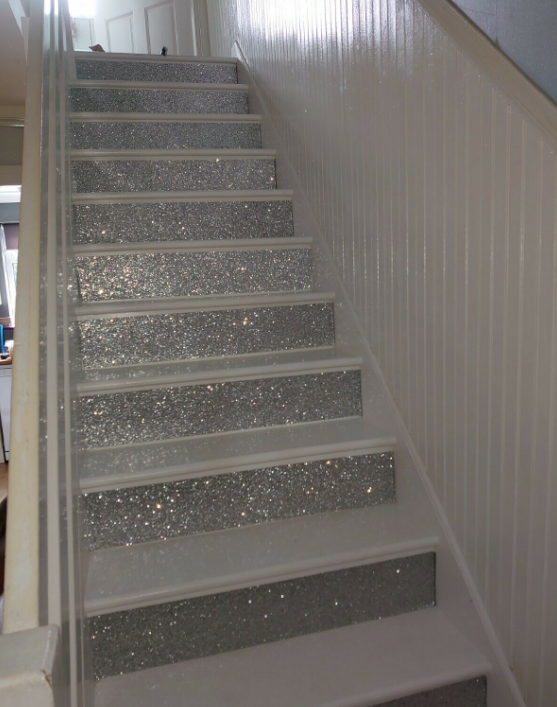 Sparkly Silver Glitter Stairs Staircase Risers Backing High Grade ...