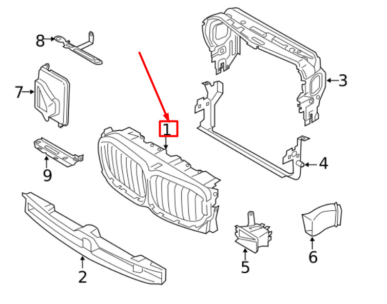 NEW BMW X5 G05 FRONT UPPER RADIATOR GRILLE FLAPS 51745A29C44 ORIGINAL ...