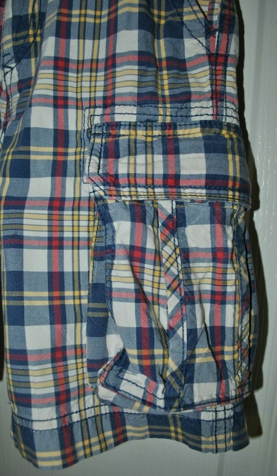 Gap Kids Boys Multi Color Plaid Cargo Shorts Adjustable Waist Size 8 ...