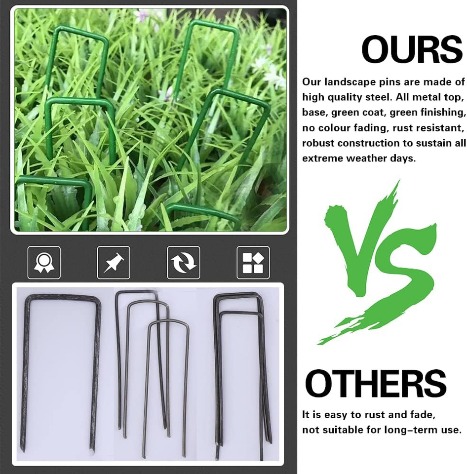 50Pcs Green Landscape Staples 6in Garden Artificial Turf Stakes Staples ...