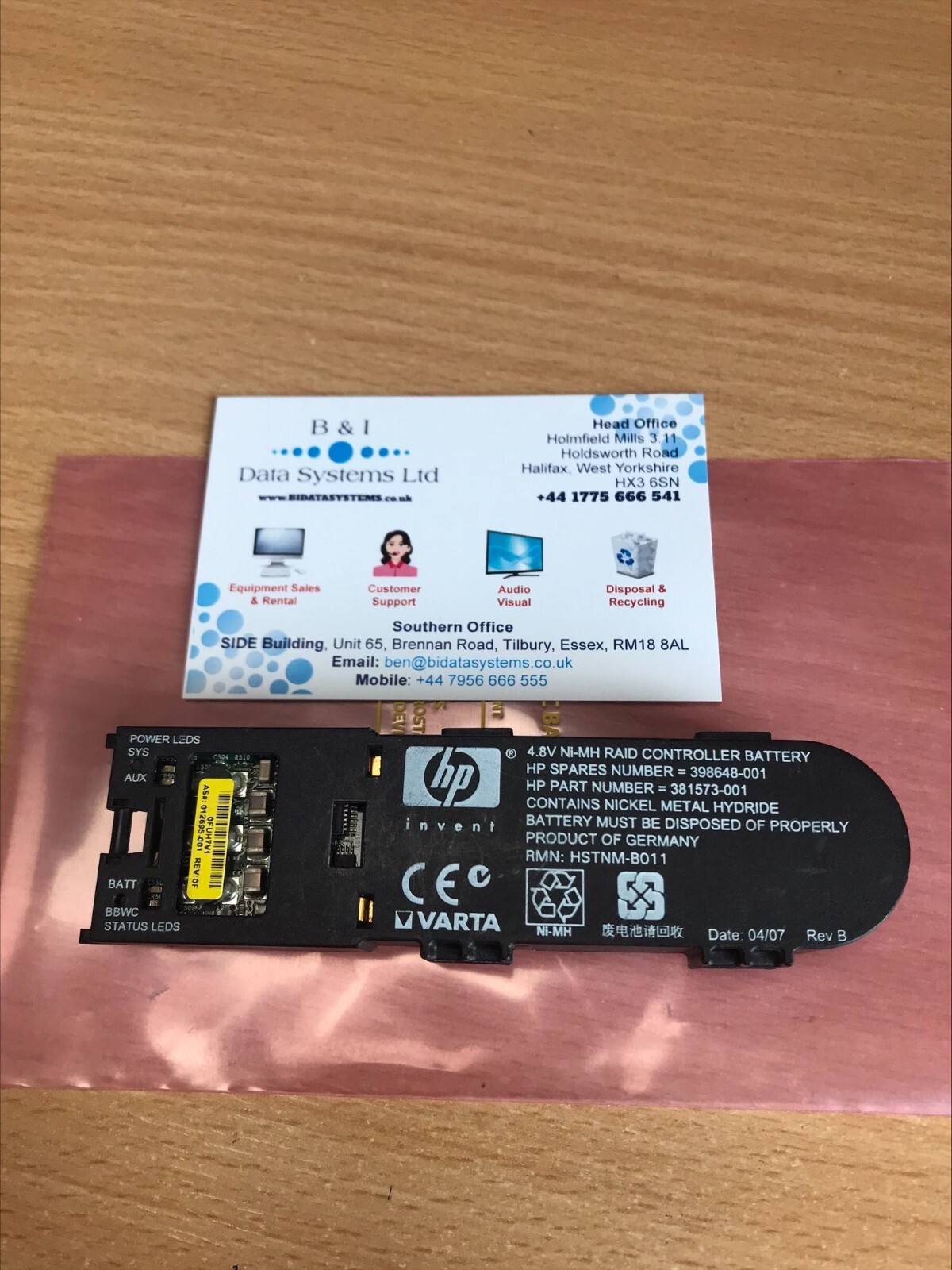 HP 398648-001 4.8V 500mAh Battery Charger Module for HPE Smart Array P400/P400i Storage ...