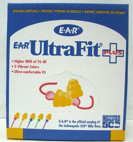 E-A-R UltraFit Plus Reusable, Corded EarPlugs NRR 26, 5 Vibrant Colors ...