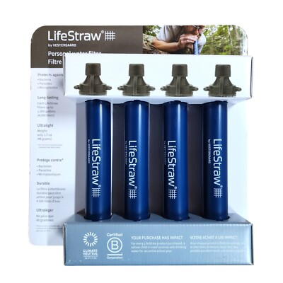 Vestergaard Lifestraw Personal Water Filter Straws BPA Free 4pk Navy ...
