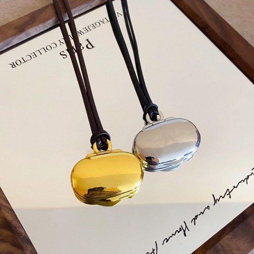 Oval Metal Pendant Leather Rope Necklace Korean Style Long Necklace | eBay