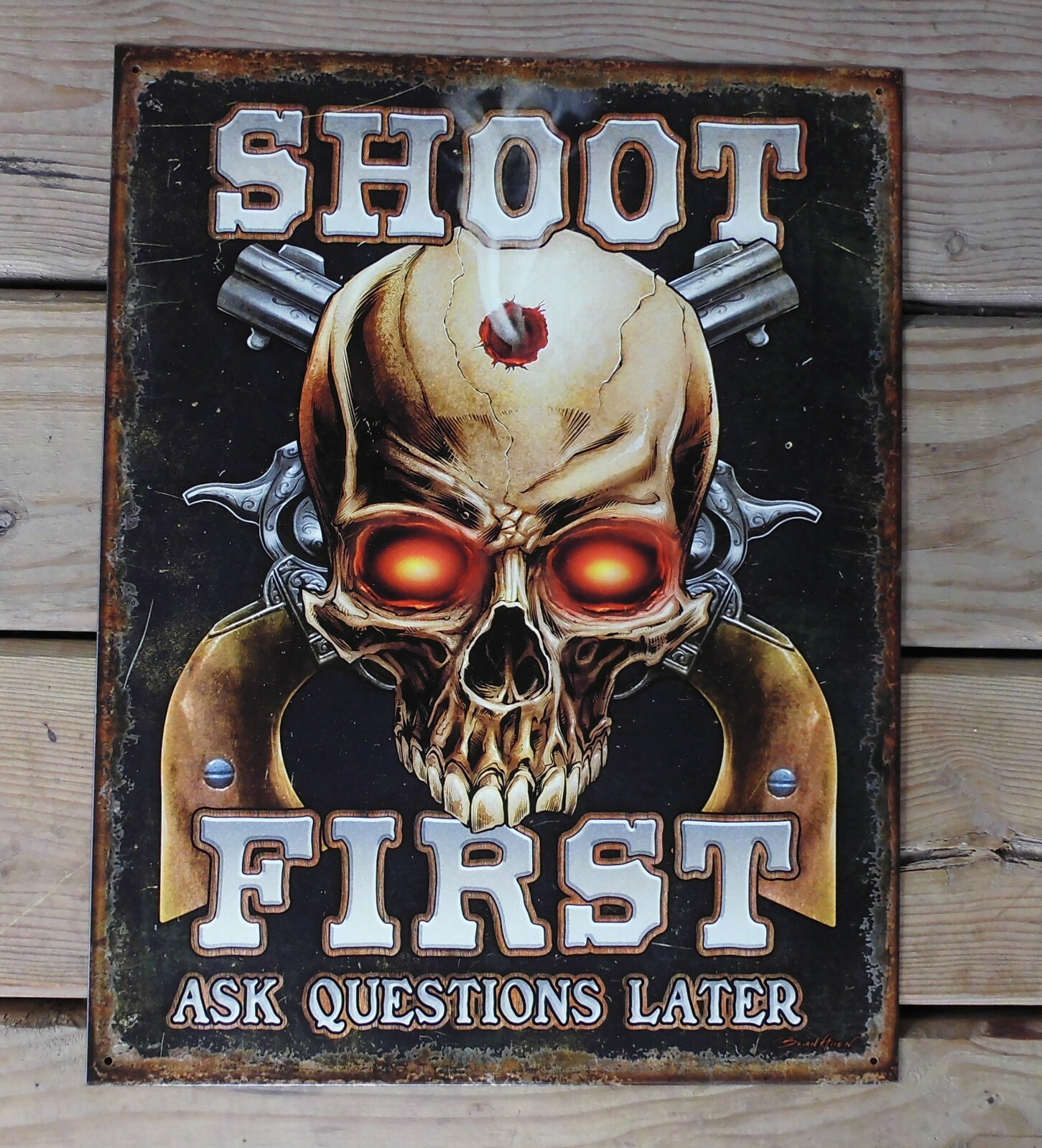 Shoot First ask questions later #2381 Man Cave Garage #Birthday #gift # ...