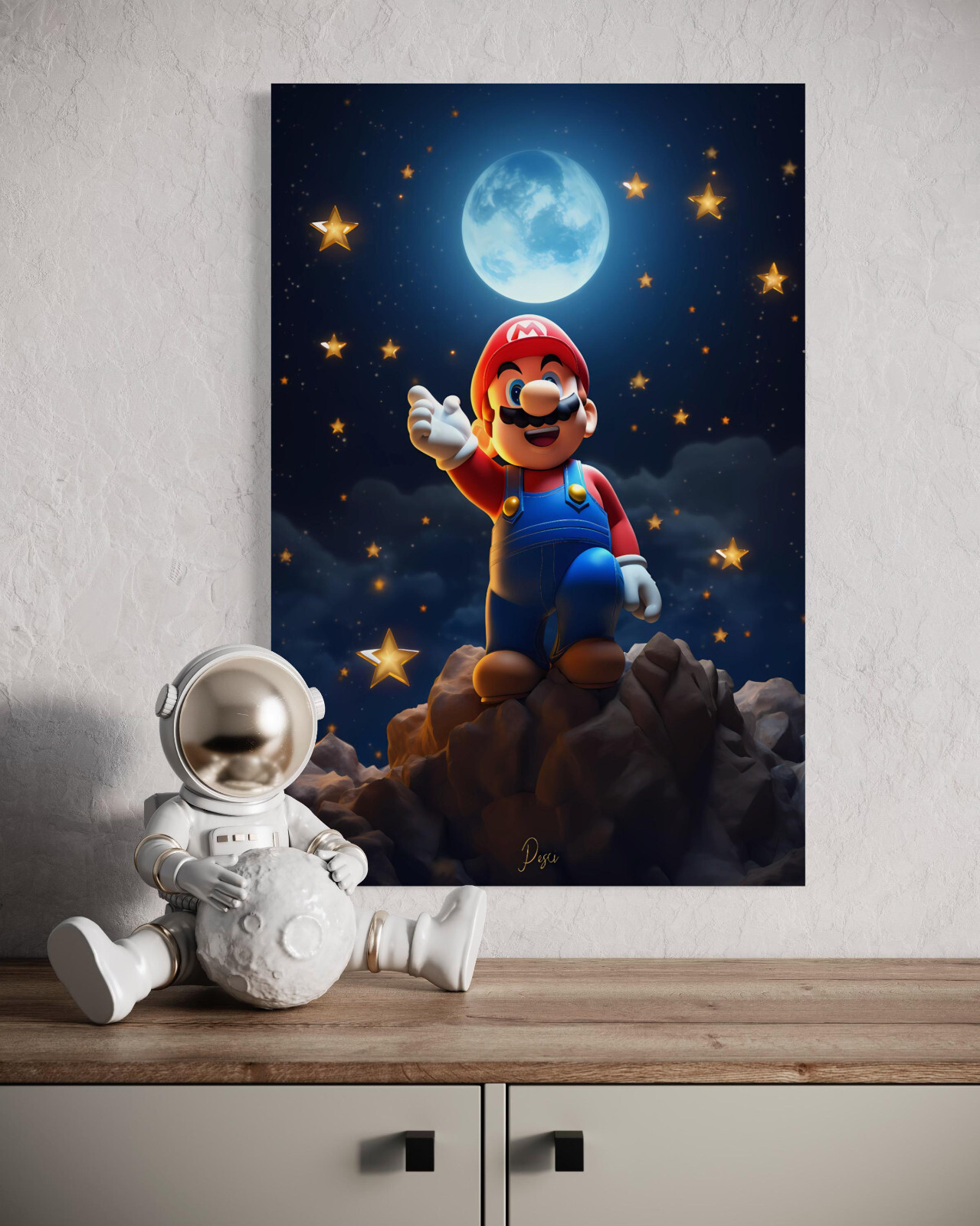 Super Mario Bros. Leinwand Bild Wanddeko Farbig Mario Stil Erde ...