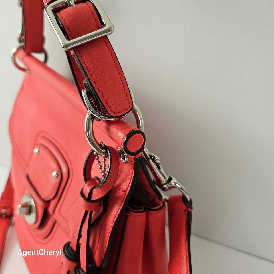 COACH Willis Coral Glovetanned Leather 22382 Crossbody Shoulder Bag ...