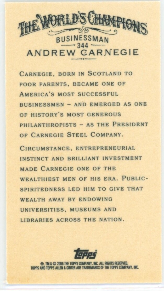 2006 Topps Allen & Ginters - MIni Parallel - Andrew Carnegie - #344 ...