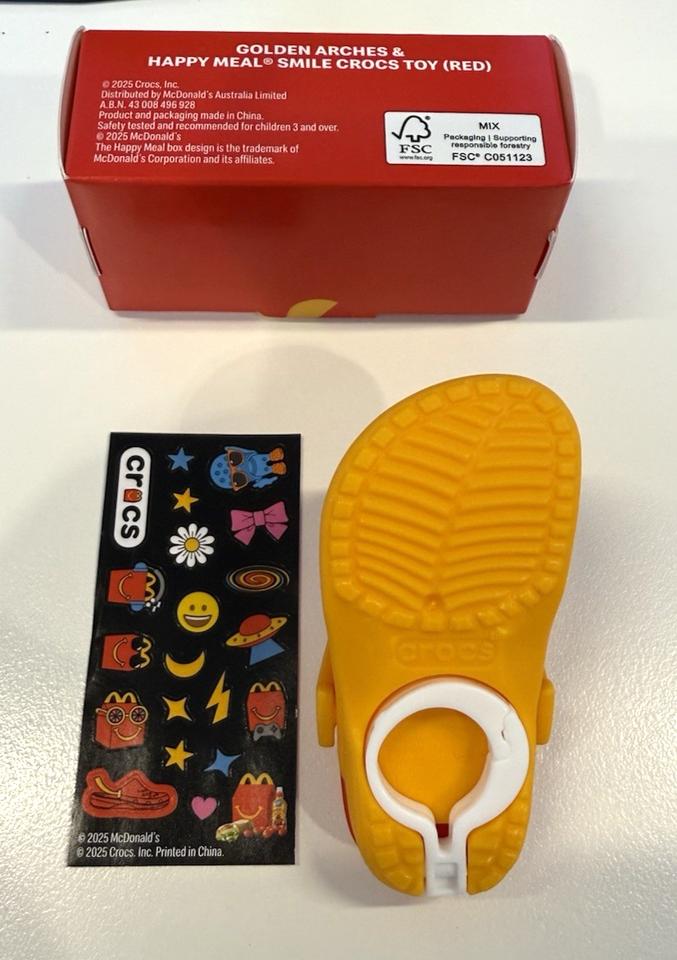 MCDONALDS - GOLDEN ARCHES & HAPPY MEAL SMILE CROCS TOY (RED) | eBay UK